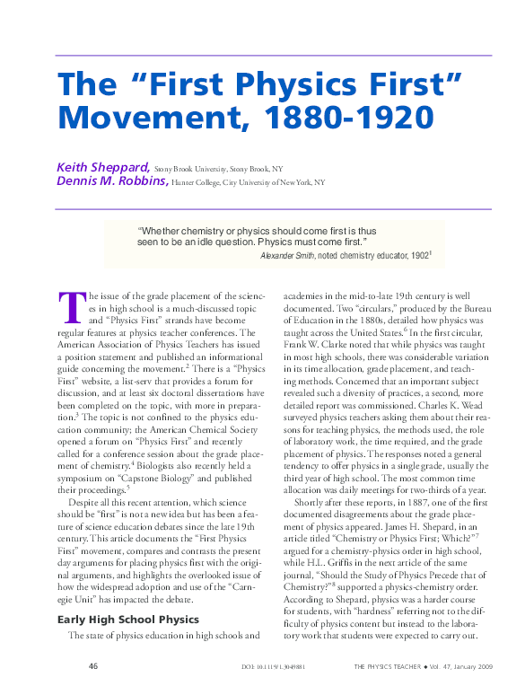 (PDF) The First Physics First Movement