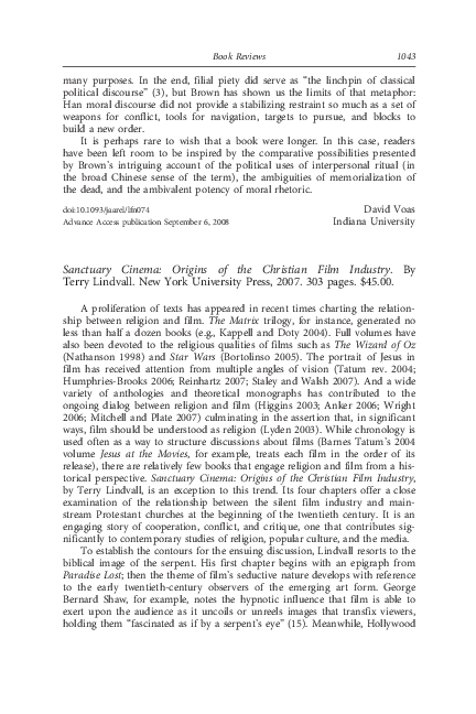 (PDF) Sanctuary Cinema: Origins of the Christian Film Industry by Terry ...