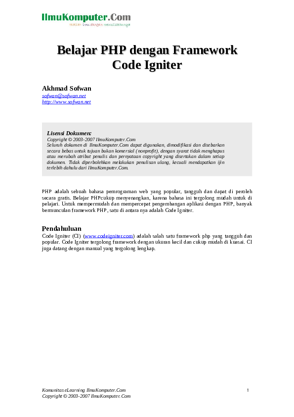 Pdf Belajar Php Dengan Framework Belajar Php Dengan Framework Code 4151