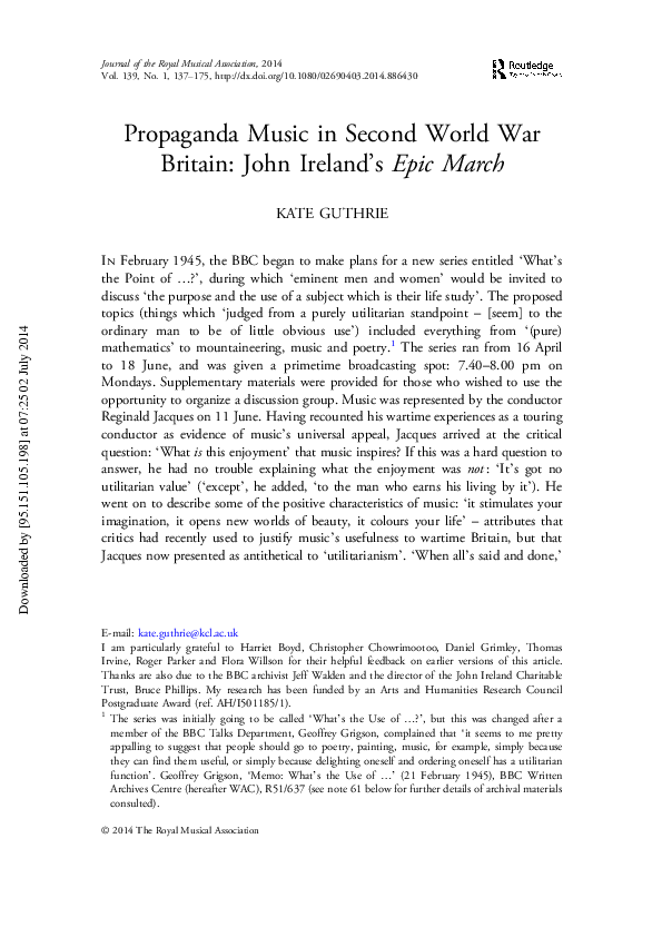 (PDF) Propaganda Music in Second World War Britain: The Case of John ...