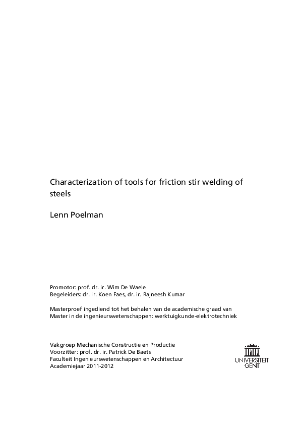 (PDF) Characterization of tools for friction stir welding of steel ...