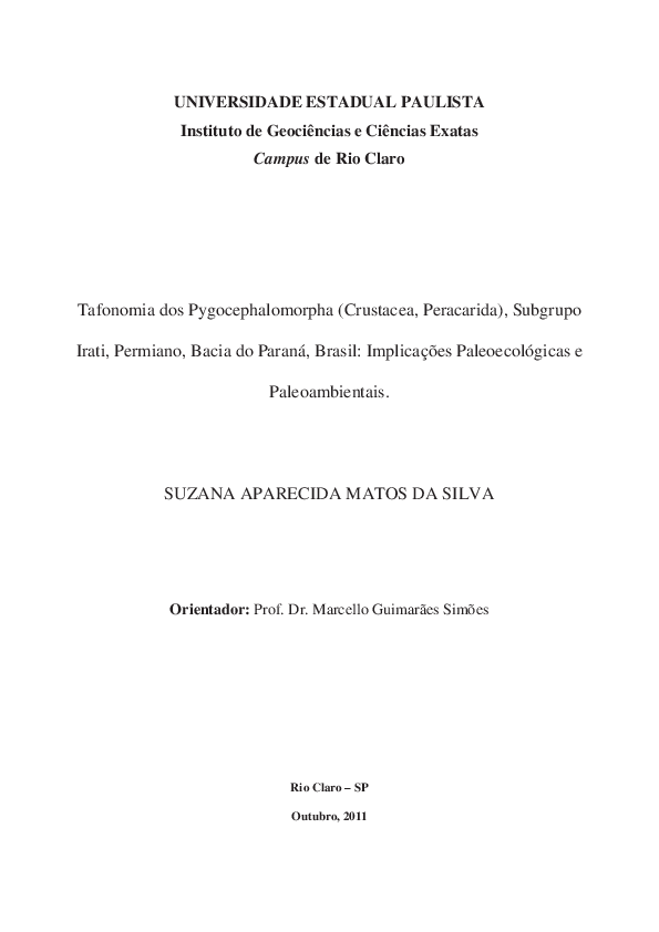 (PDF) TAFONOMIA DOS PYGOCEPHALOMORPHA (CRUSTACEA, PERACARIDA), SUBGRUPO ...