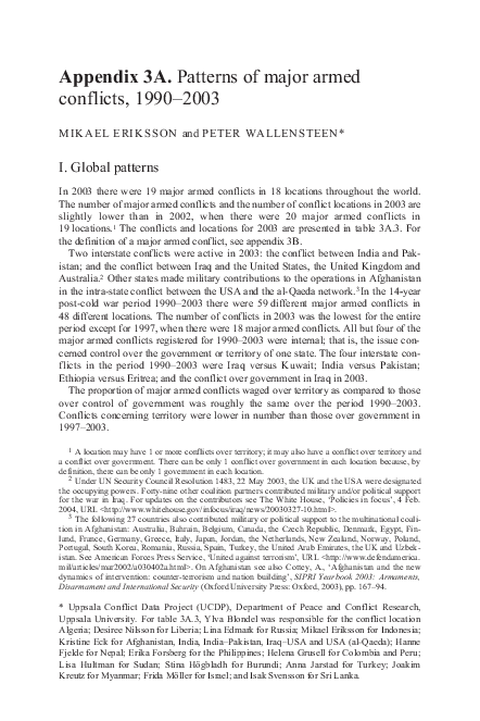 (PDF) Patterns of major armed conflicts 1990-2003. Sipri yearbook 2004