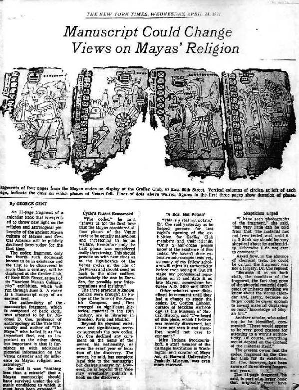 (PDF) GROLIER CODEX NEWS - The New York Times "Manuscript Could Change ...