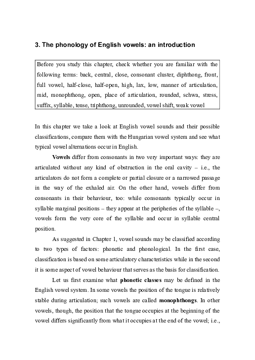 (PDF) 3. The phonology of English vowels: an introduction