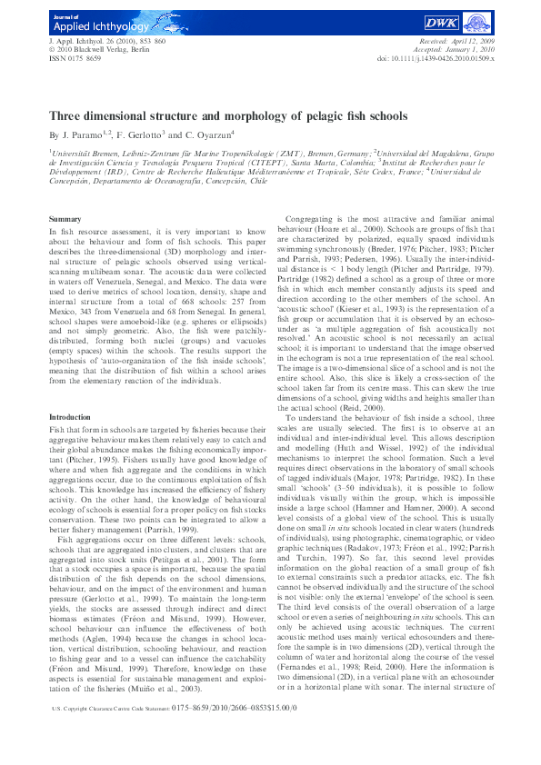(PDF) Three dimensional structure and morphology of pelagic fish ...