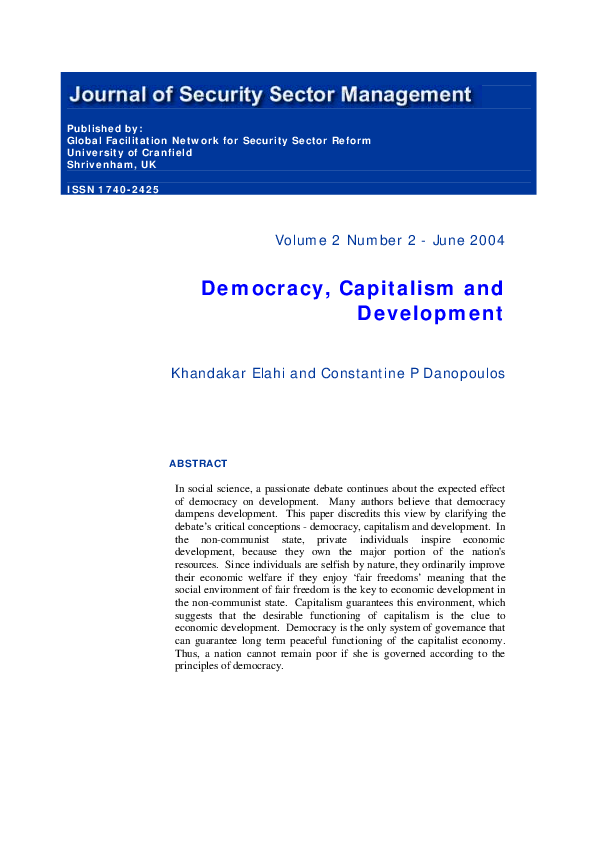 (PDF) Democracy, Capitalism and Development