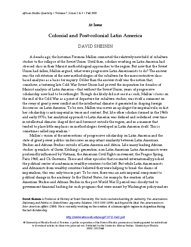 (PDF) Colonial and post-colonial Latin America
