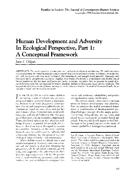 (PDF) Human Development and Adversity in Ecological Perspective: Part 1 ...