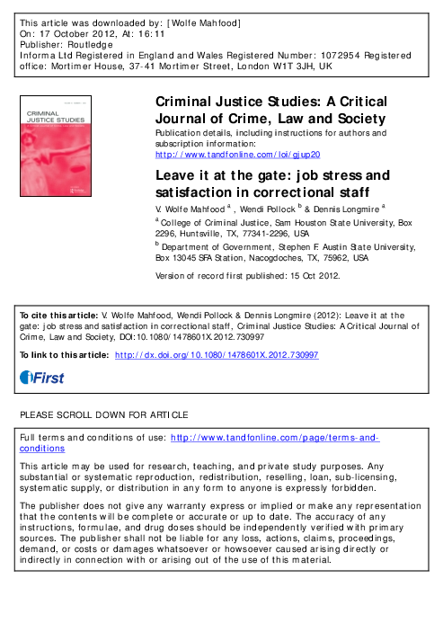 (PDF) Criminal Justice Studies: A Critical Journal of Crime, Law and ...