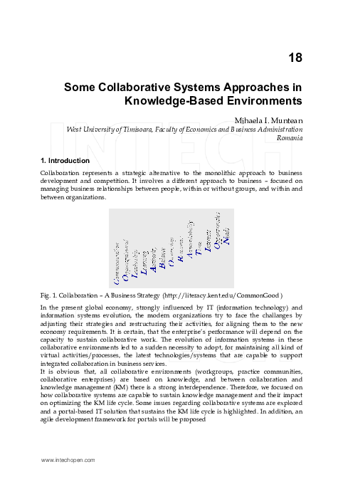 (PDF) Some Collaborative Systems Approaches in Knowledge-Based Environments