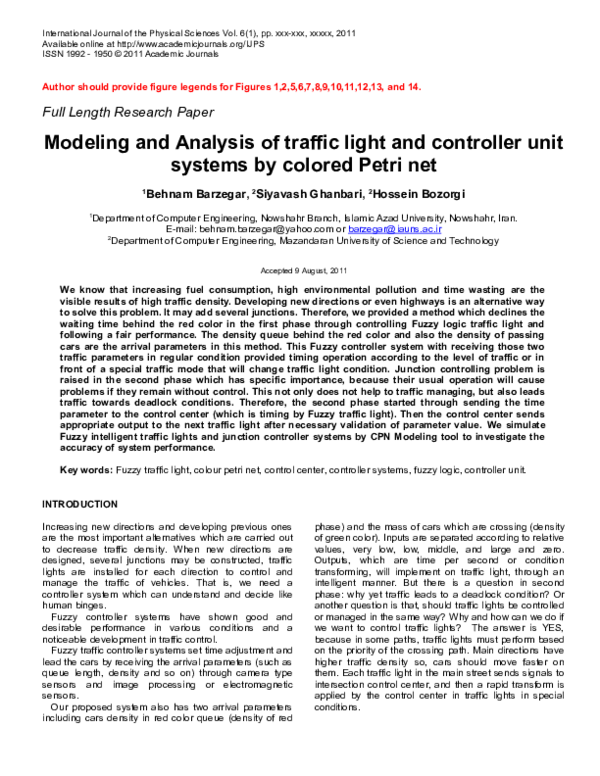 (DOC) Modeling and simulation of traffic lights and controller unit ...