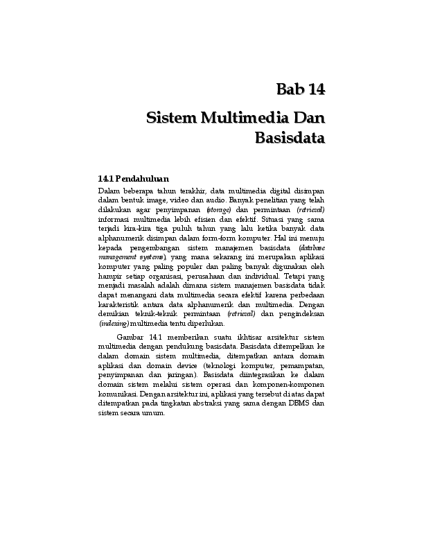 (PDF) Bab 14 Sistem Multimedia dan Basisdata