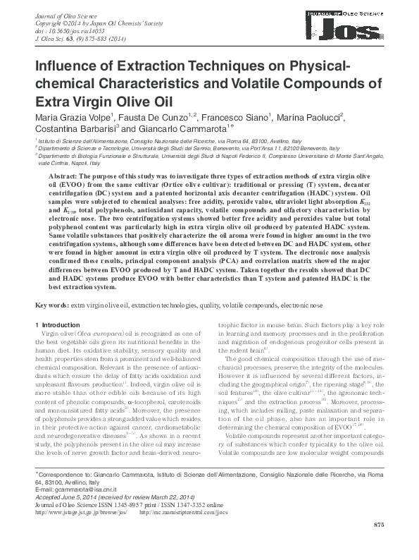 (PDF) Influence of extraction techniques on physical-chemical ...