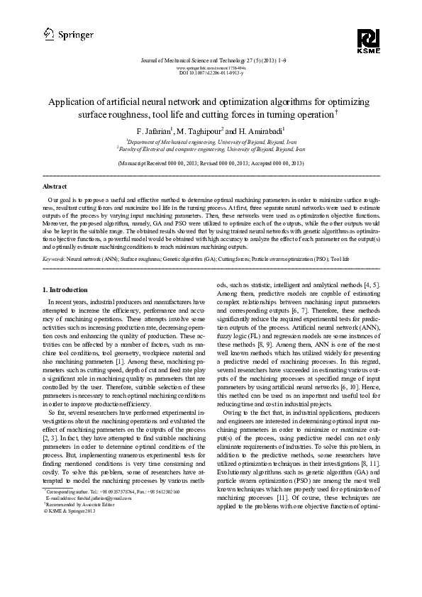 (PDF) Application of artificial neural network and optimization algorithms for optimizing ...
