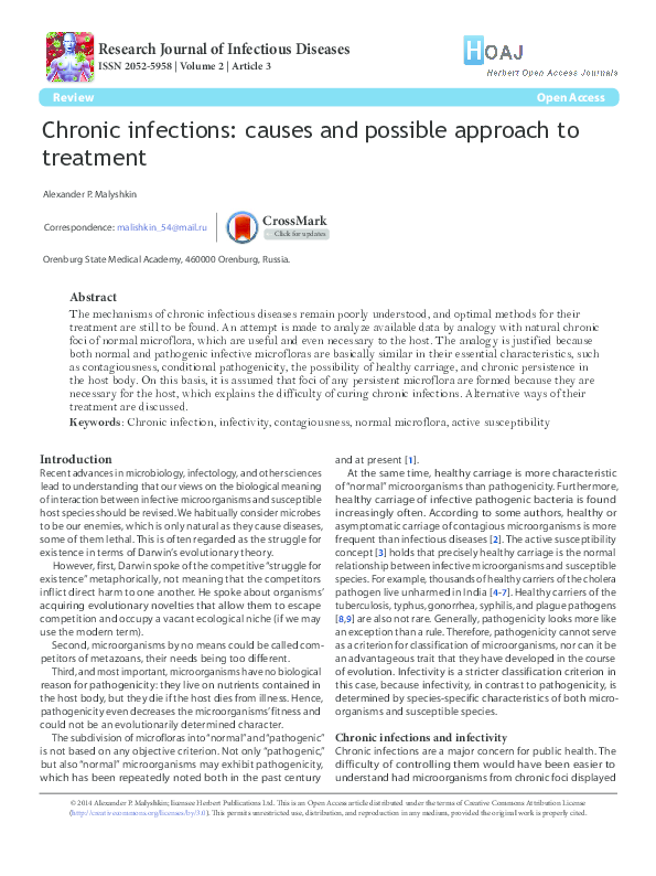 (PDF) Chronic infections: causes and possible approach to treatment