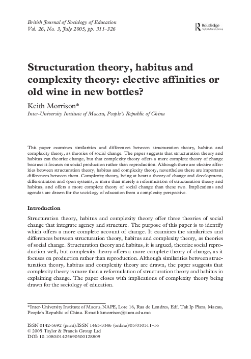 (PDF) Structuration theory, habitus and complexity theory