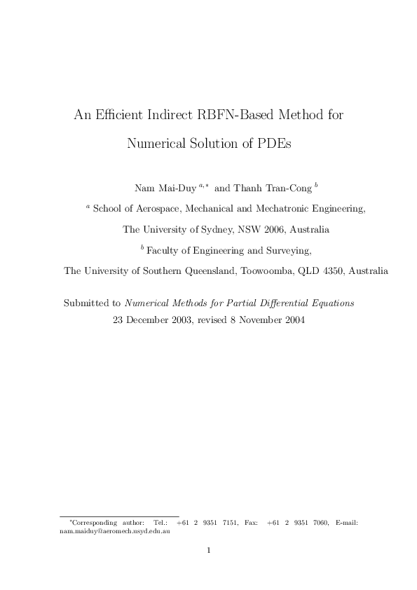 (PDF) An Efficient Indirect RBFN-Based Method for Numerical Solution of PDEs