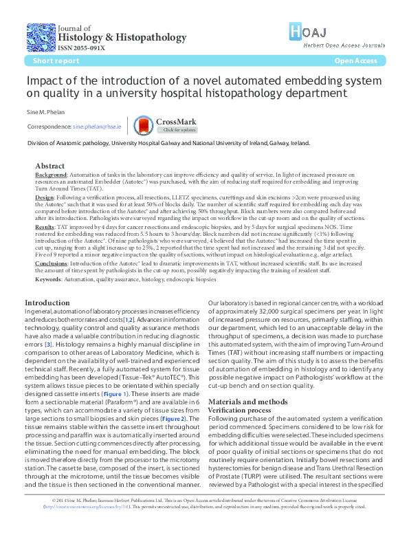 (PDF) Impact of the introduction of a novel automated embedding system ...