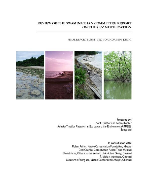 (PDF) Review of the Swaminathan Committee Report on the CRZ Notification