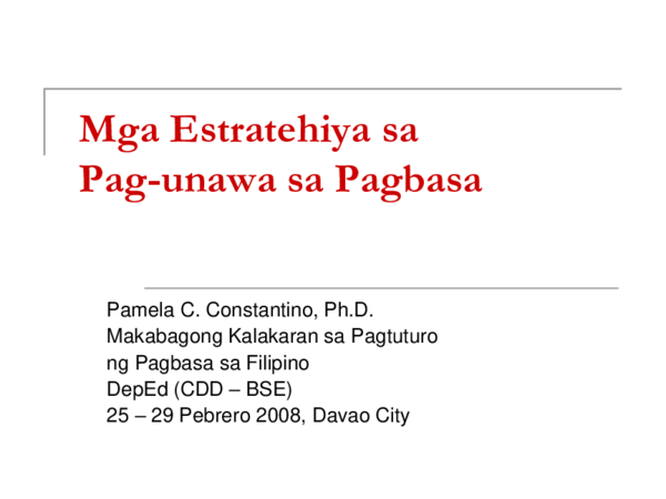 (PPT) Mga Estratehiya sa Pag unawa sa Pagbasa (PPT) Mga Estratehiya sa Pag unawa sa Pagbasa