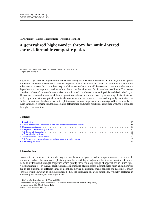 (PDF) A generalized higher-order theory for multi-layered, shear ...