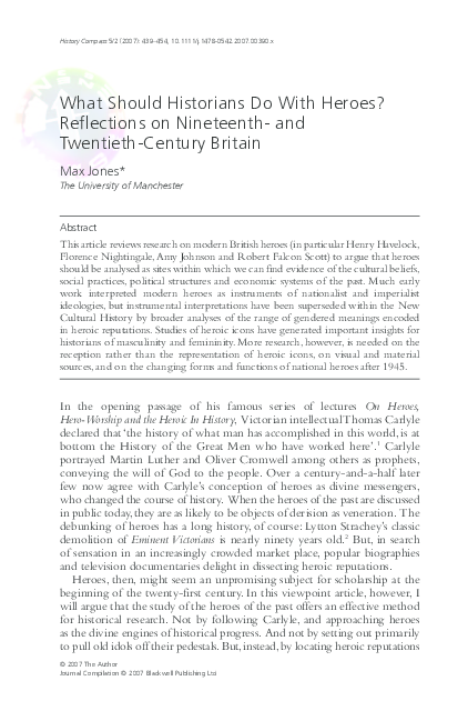 (PDF) What Should Historians Do With Heroes? Reflections on Nineteenth ...