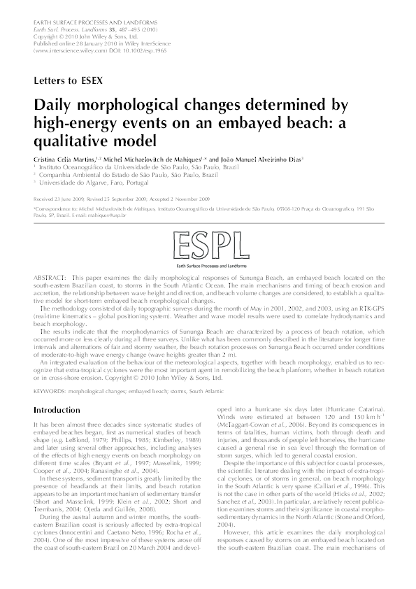 (PDF) Daily morphological changes determined by high-energy events on ...
