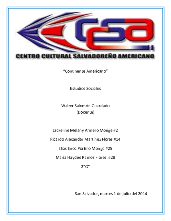 (DOC) "Continente Americano" Estudios Sociales