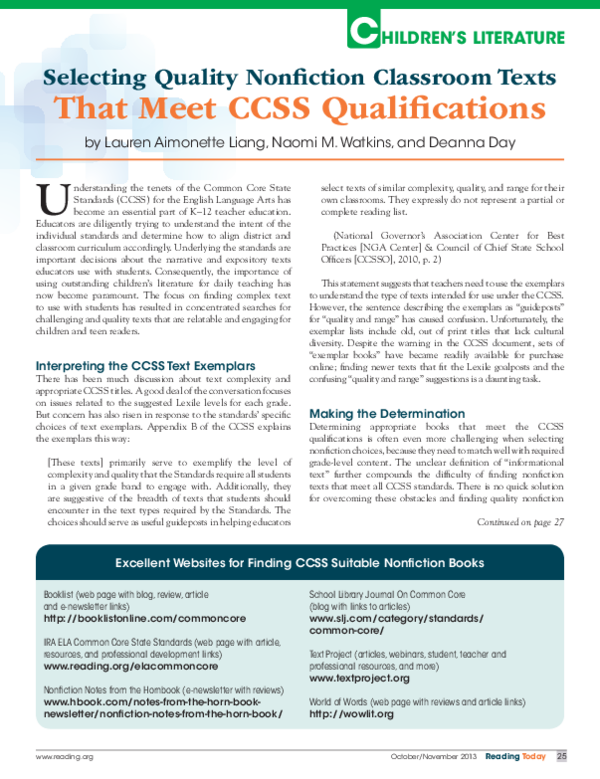 (PDF) Selecting Quality Nonfiction in the Common Core Era
