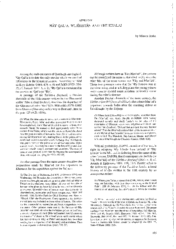 (PDF) Nāy Qal‘a, Wujīristān and the Khalaj