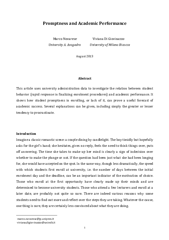 (PDF) Promptness and Academic Performance