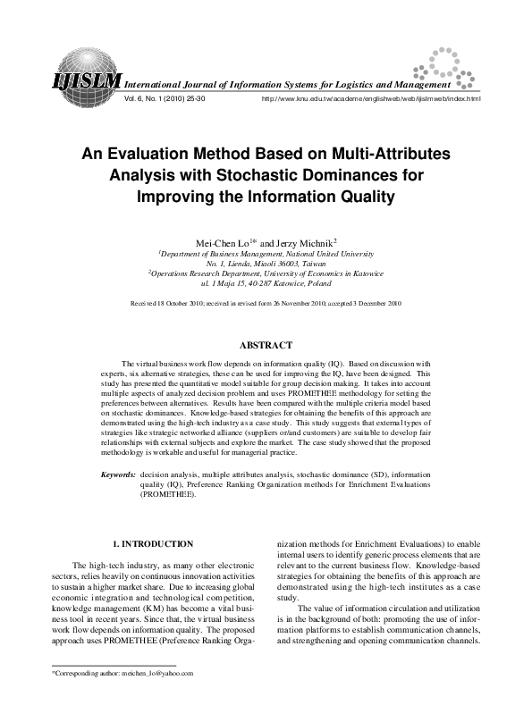 (PDF) An Evaluation Method Based on Multi-Attributes Analysis with ...