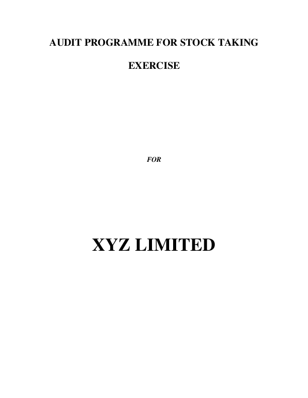 (DOC) AUDIT PROGRAMME FOR STOCK TAKING EXERCISE FOR