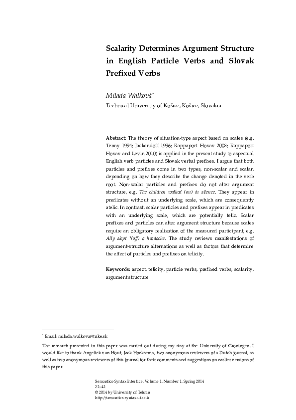 (PDF) Scalarity Determines Argument Structure in English Particle Verbs ...