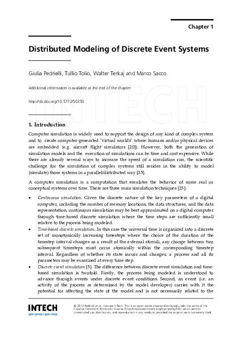 (PDF) Distributed Modeling of Discrete Event Systems