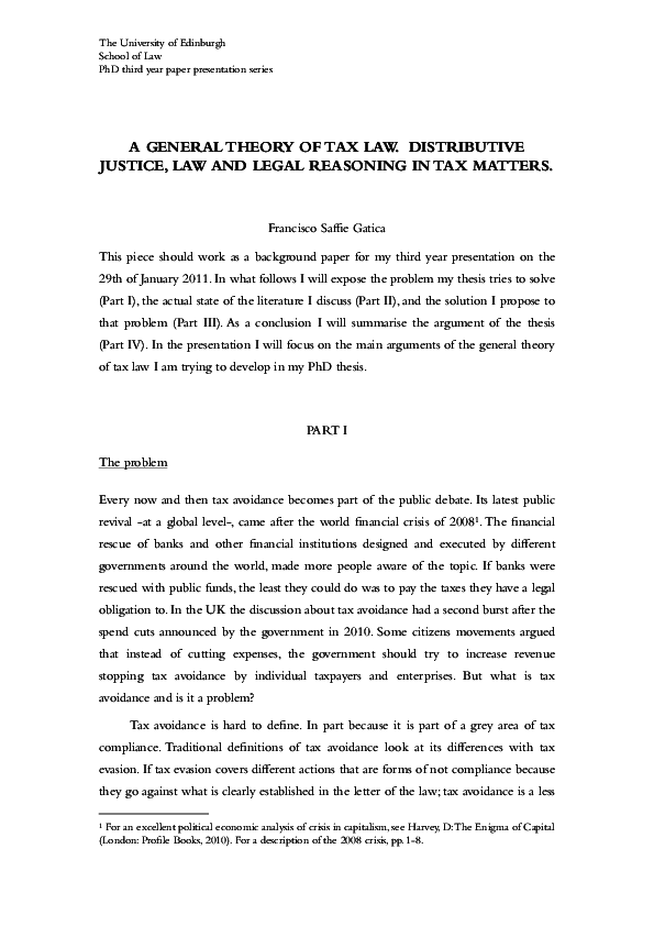 (PDF) A GENERAL THEORY OF TAX LAW. DISTRIBUTIVE JUSTICE, LAW AND LEGAL ...