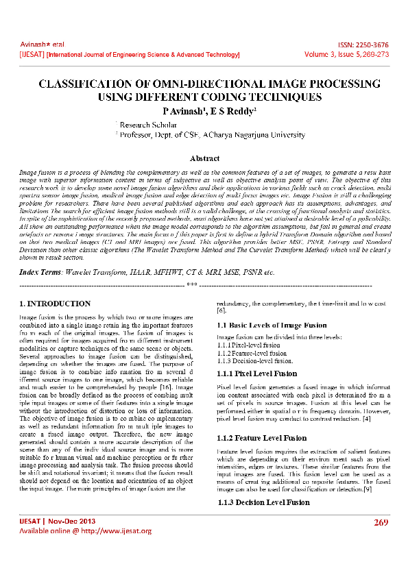 (PDF) classification of omni directional image processing using different coding techniques