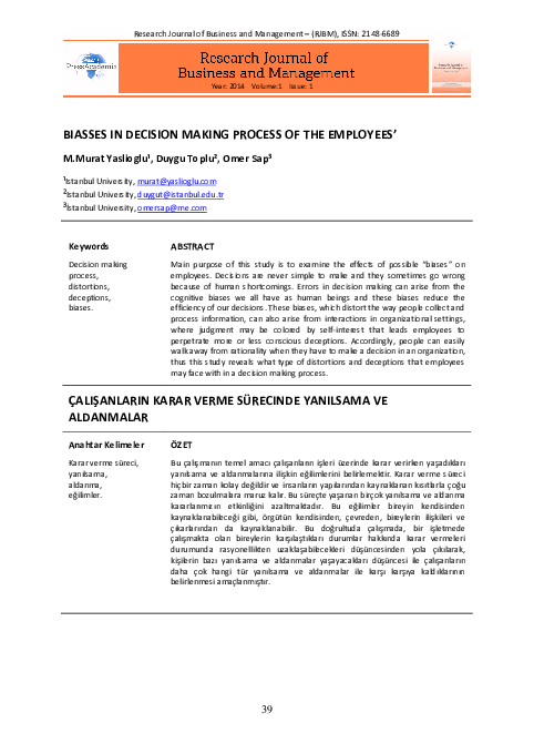 (PDF) Biases in Decision Making Process