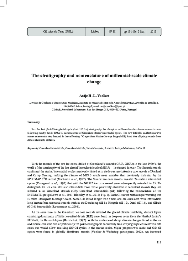 (PDF) The stratigraphy and nomenclature of millennial-scale climate change