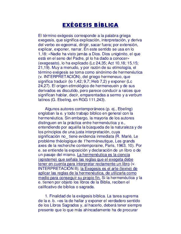 EXÉGESIS BÍBLICA y Pasos para la Exegesis