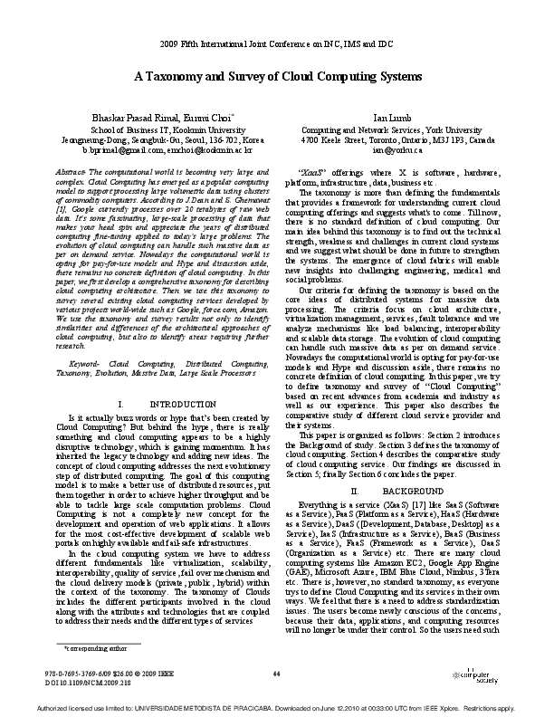 (PDF) A Taxonomy and Survey of Cloud Computing Systems