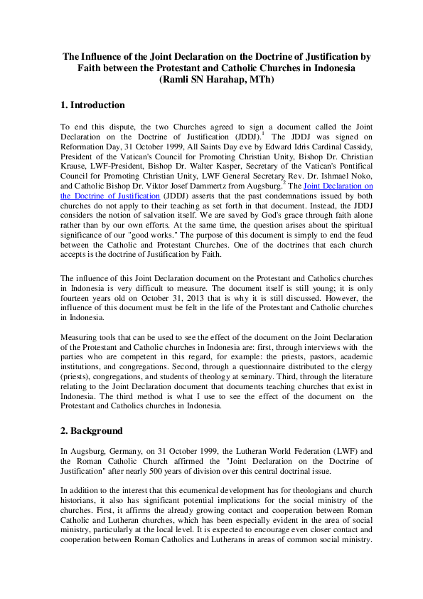 (DOC) The Influence of the Joint Declaration on the Doctrine of ...