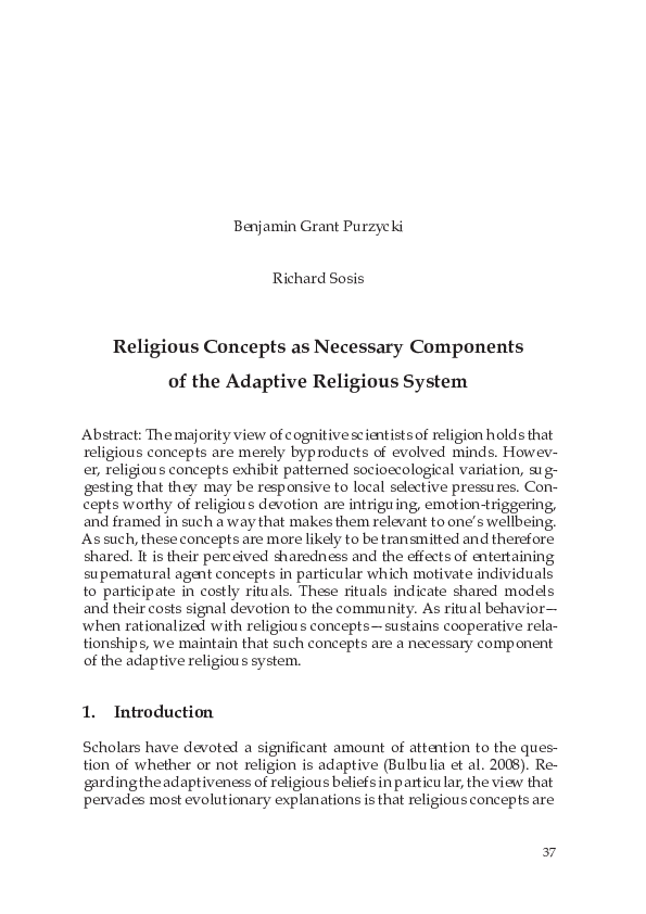 (PDF) Religious Concepts As Necessary Components of the Adaptive ...