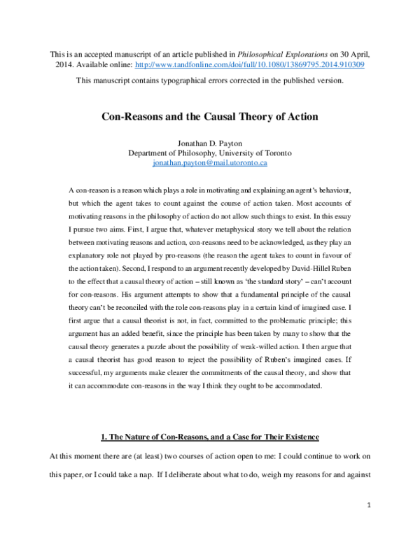 (PDF) (2015) Con-Reasons and the Causal Theory of Action