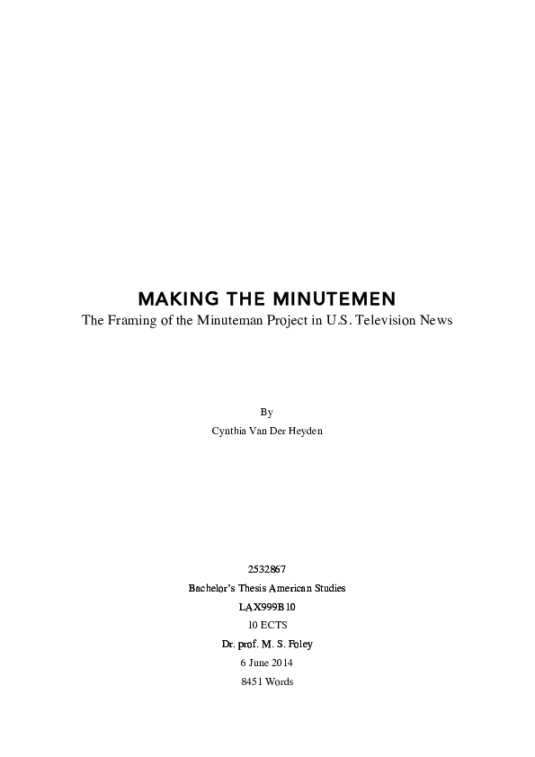 (PDF) Making The Minutemen. The Framing of the Minuteman Project in U.S ...