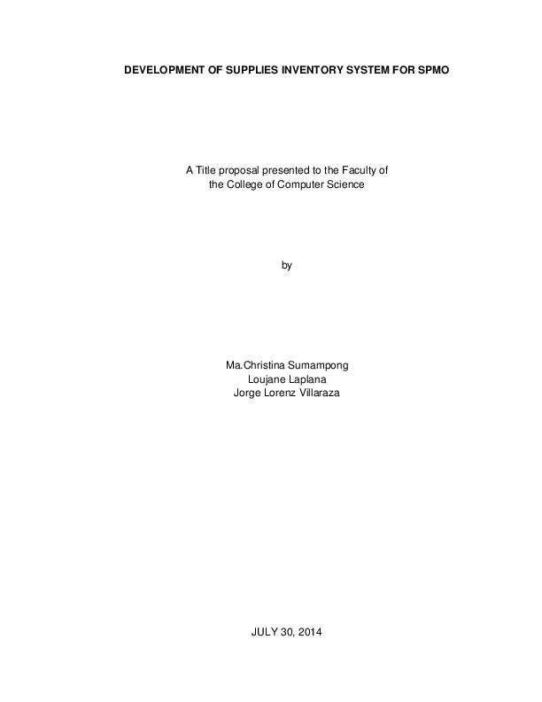 (DOC) DEVELOPMENT OF SUPPLIES INVENTORY SYSTEM OF GSO