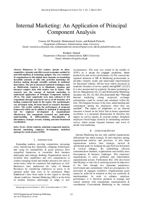 (PDF) Internal Marketing: An Application of Principal Component Analysis