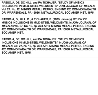 (PDF) Study of MnSiO3 Inclusions in Mild Steel Weldments