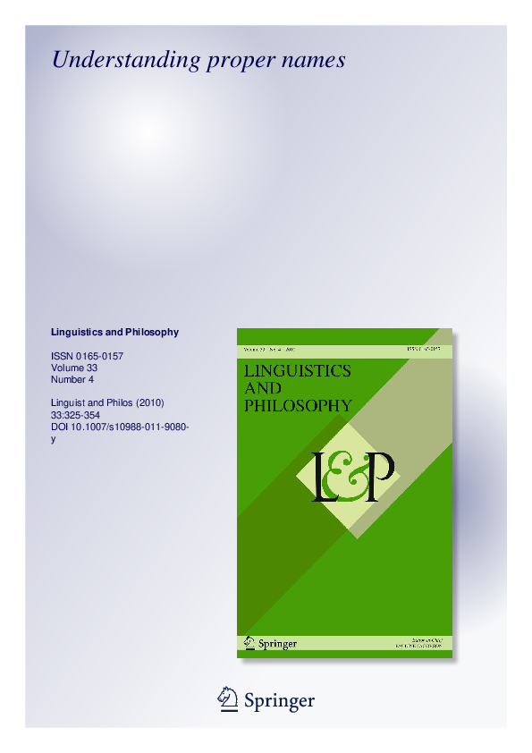 (PDF) Understanding Proper Names